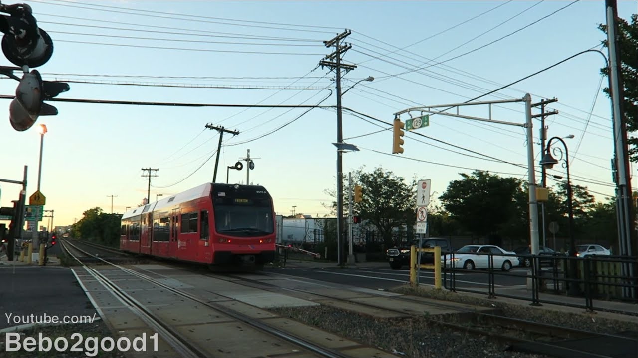 NJ Transit River Line Meets at the Cass Street LRT Station (NJ) - YouTube