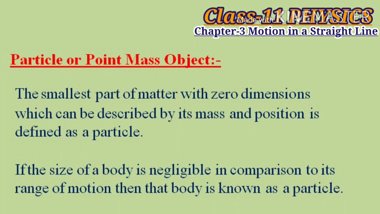 class 11 physics chapter 3 motion in a straight line part-1 - YouTube