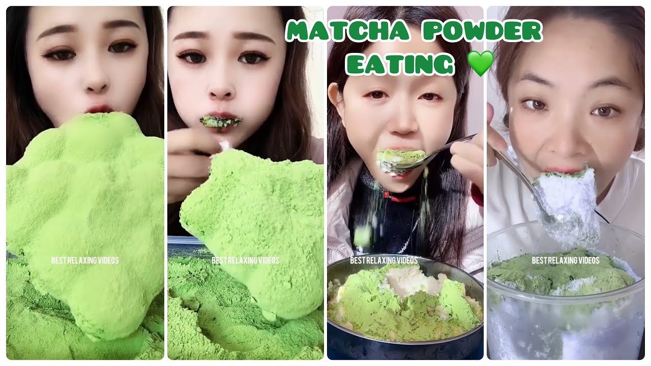 [ASMR] HEAVY MATCHA POWDERED ICE EATING MATCHA ASMR & BIG BITES 😋 ...