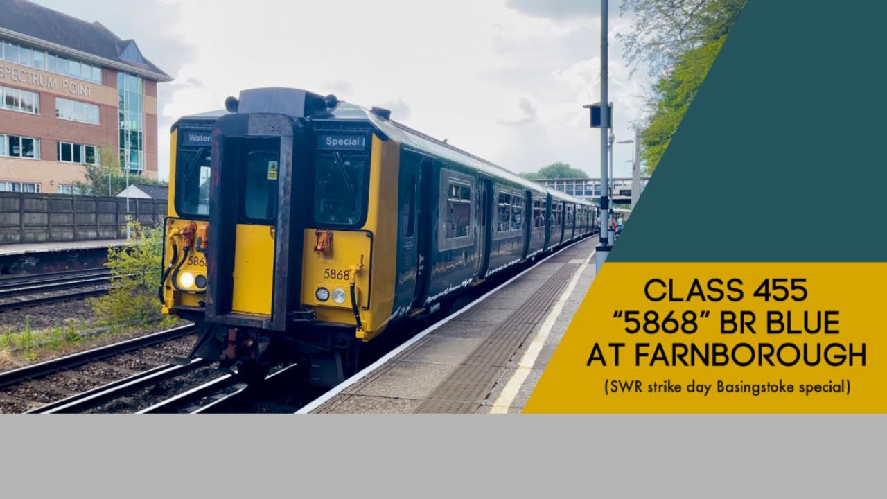 SWR Class 455 in British Rail livery at farnborough - YouTube