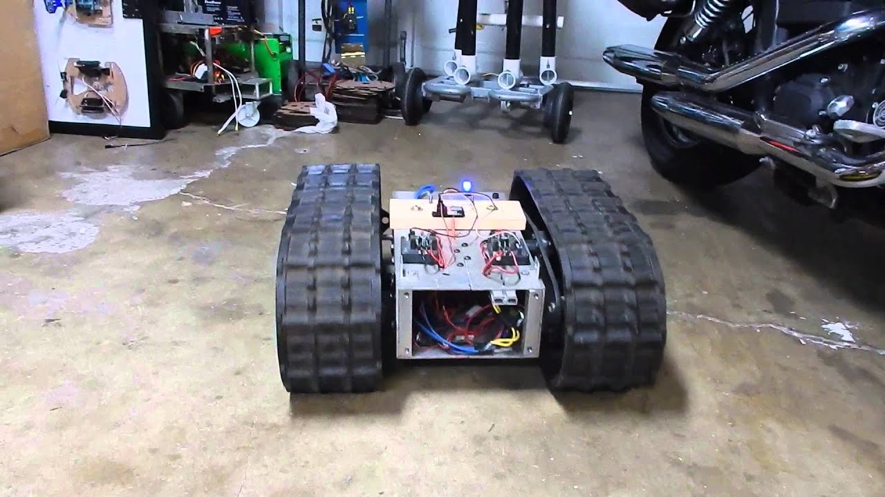 Tracked RC robot snowmobile tracks - YouTube
