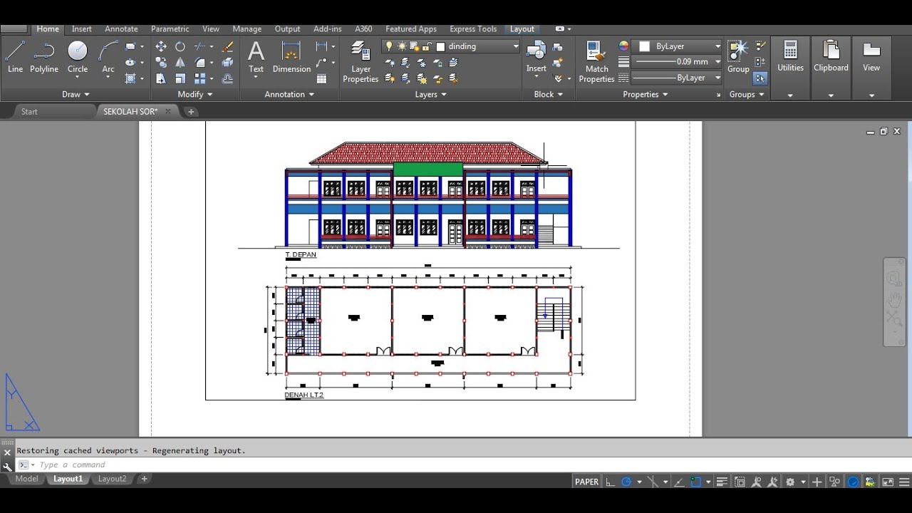 GAMBAR DENAH & TAMPAK GEDUNG SEKOLAH - YouTube