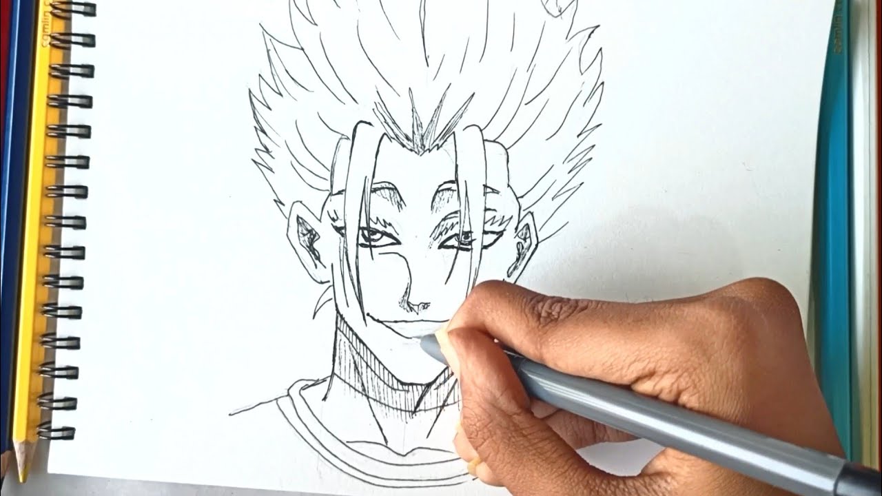Ryusei Shido sketch how to draw only black pen (tutorial step by step ...
