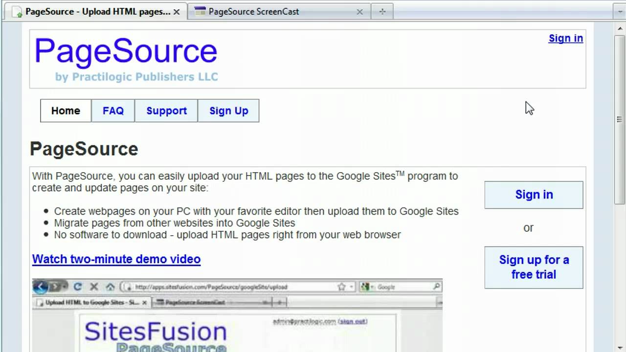 Upload HTML Pages to Google Sites - PageSource v2 - YouTube