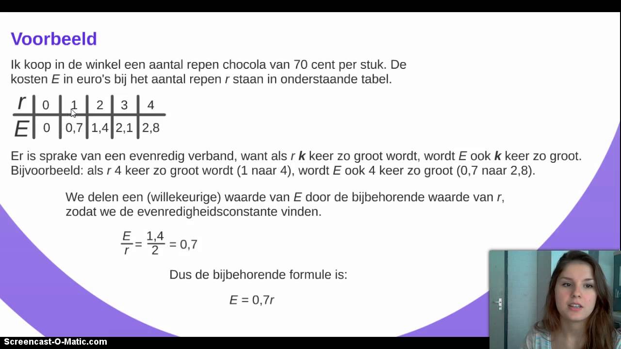 Allerlei formules: Recht evenredig - Wiskunjeleren (oud) - YouTube