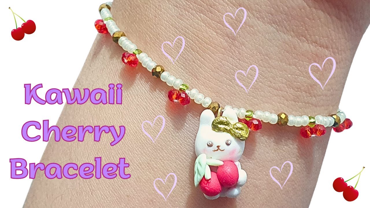 🍒 BEADED CHERRY bracelet tutorial 💕 - YouTube