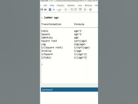 Ladder command for data transformation options in STATA #Shorts - YouTube