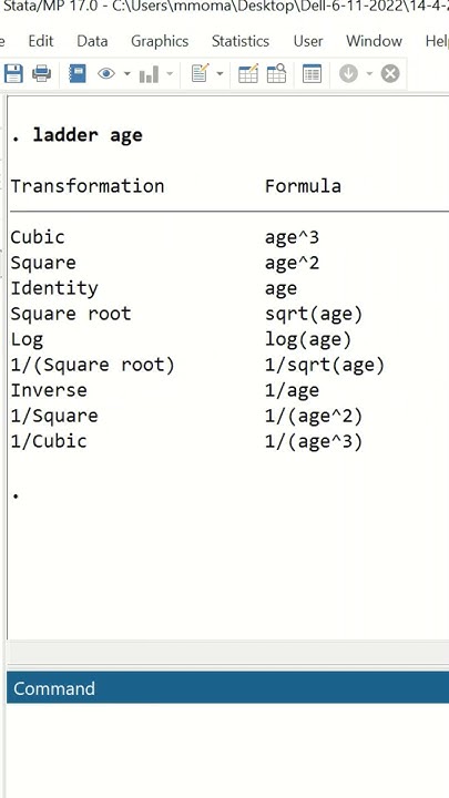 Ladder command for data transformation options in STATA #Shorts - YouTube