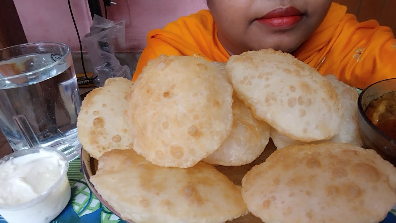 puri, mutton curry and curd || Eating show🤤 - YouTube