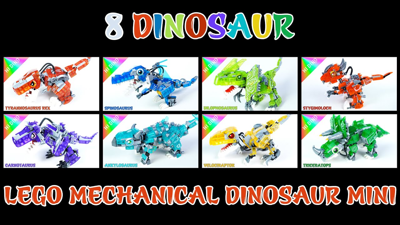 8 LEGO MECHANICAL DINOSAUR MINI EP09: T-REX, TRICERATOPS, SPINOSAURUS ...