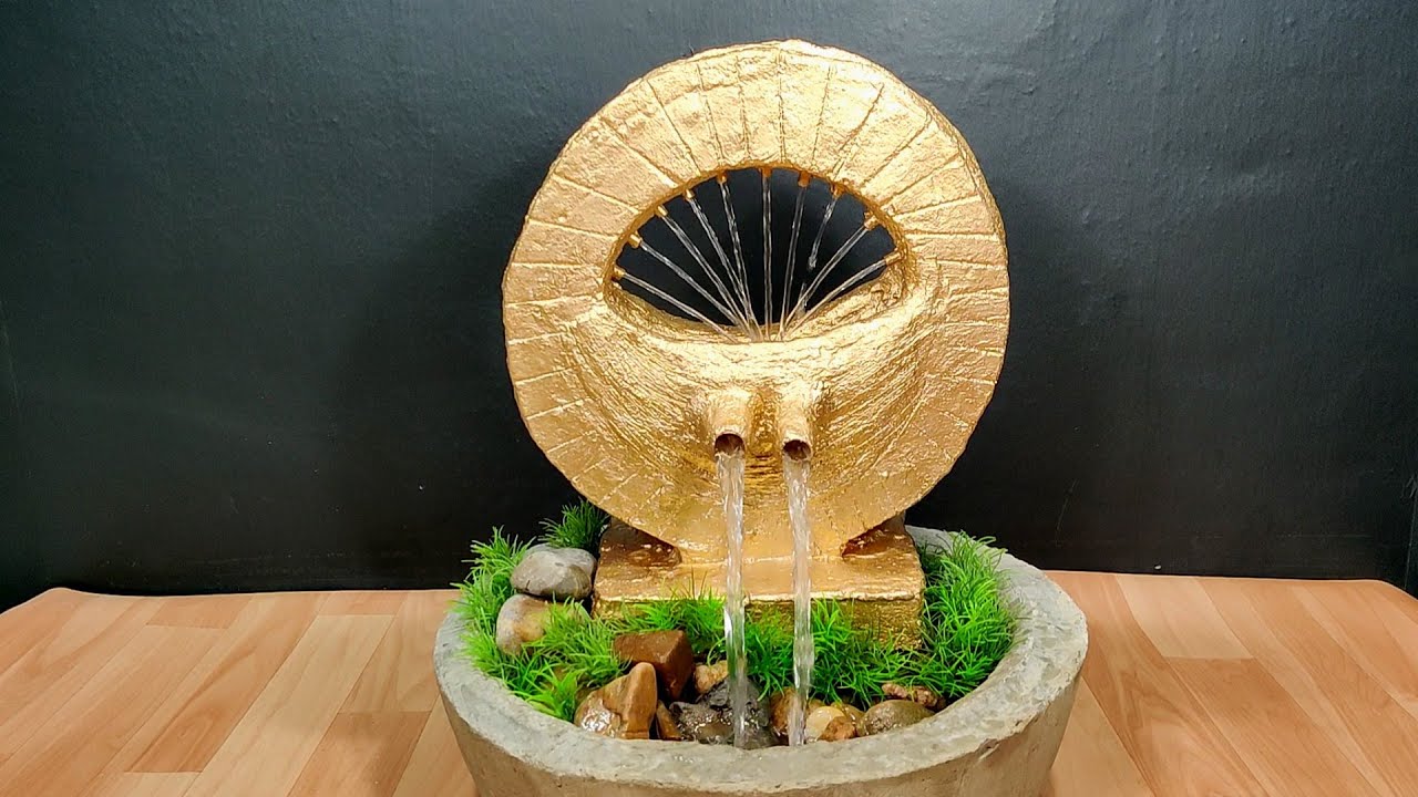 how to make amazing circle water fountain make at Home, cement water ...