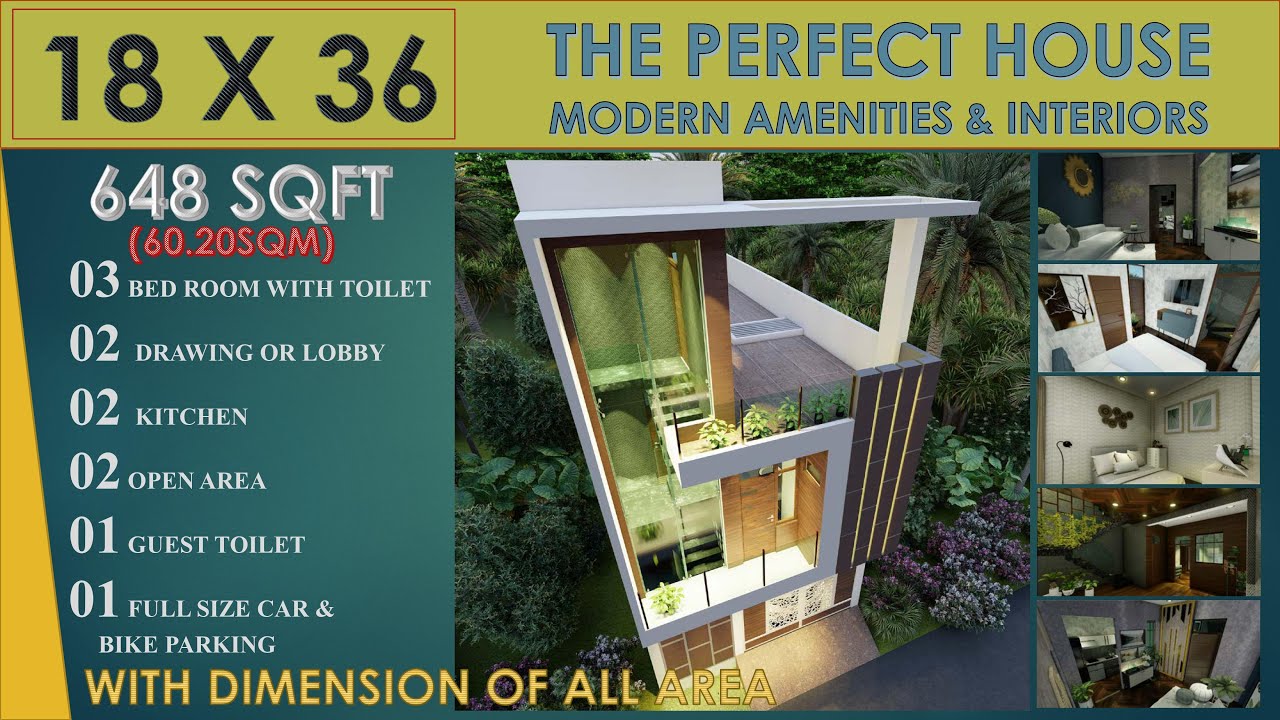 18X36 SQFT DESIGN WITH INTERIOR/ELEVATION OF 600SQFT AREA TO 700 SQFT ...