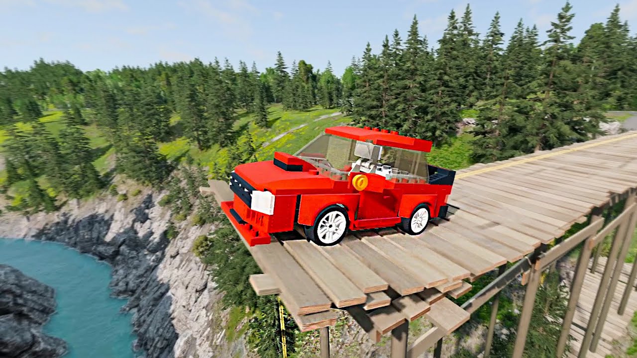 Lego Cars VS Broken Bridge - BeamNG Drive - YouTube