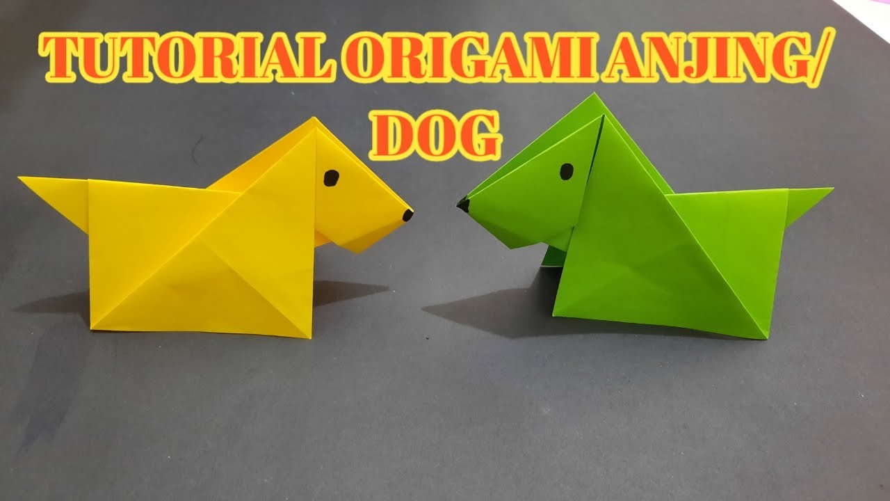 Cara membuat origami anjing,dog origami - YouTube