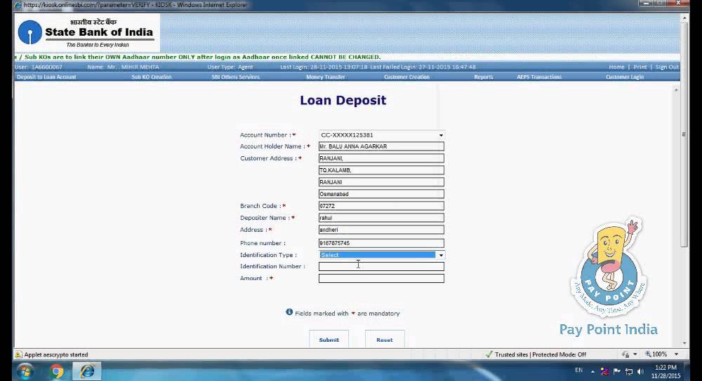 Loan Deposit_SBI - Pay Point India Pvt Ltd. - YouTube