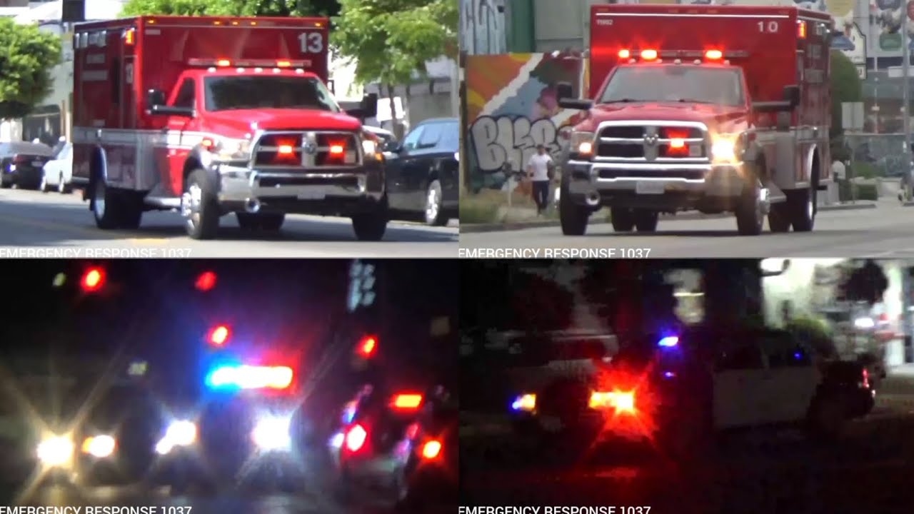 LAPD UNITS LAFD RA10 RA13 RA26 E13 RESPONDING - YouTube