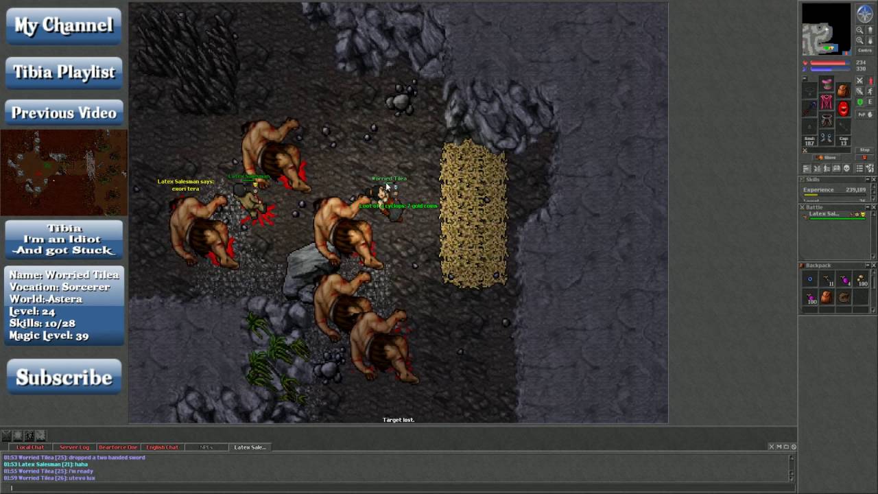 Lets Play Tibia: Mistrock Cyclops. (ENG) - YouTube