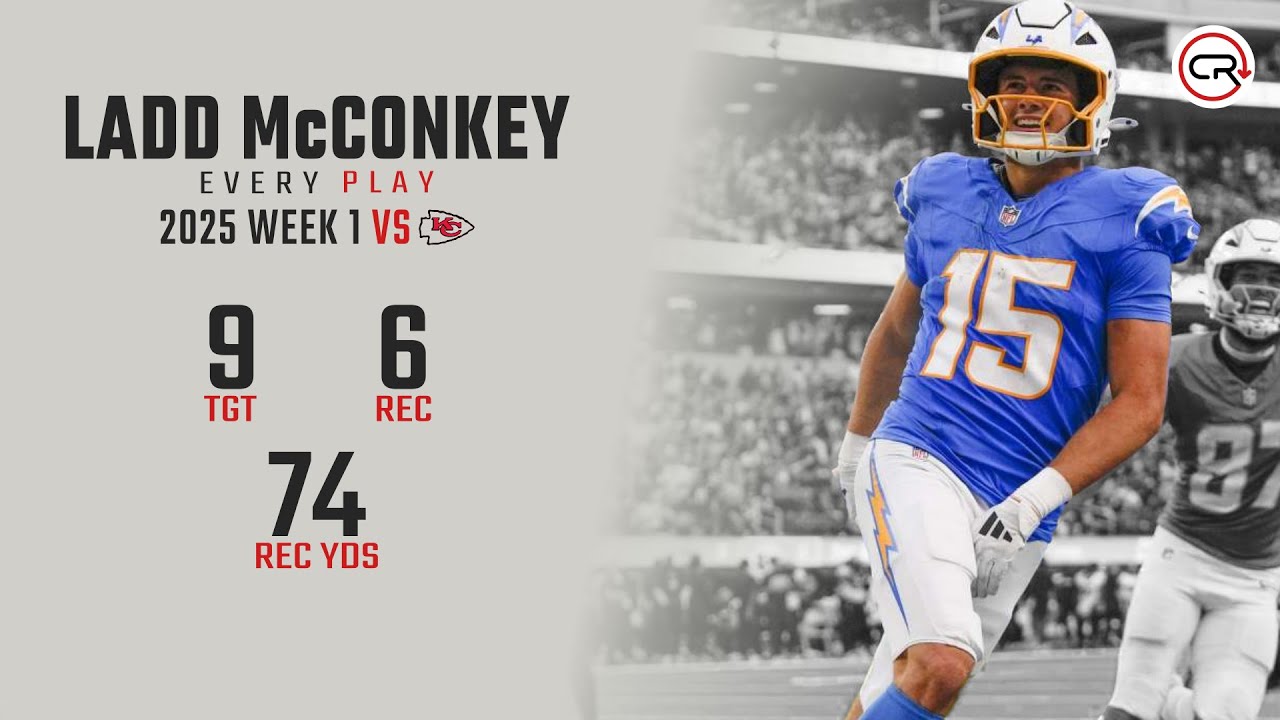 Ladd McConkey Week 1 Highlights | Every Target and Catch vs Chiefs ...