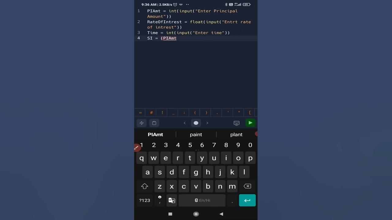 Python Program Calculate Simple Intrest Python Coding Codewithneeraj Programming Shorts