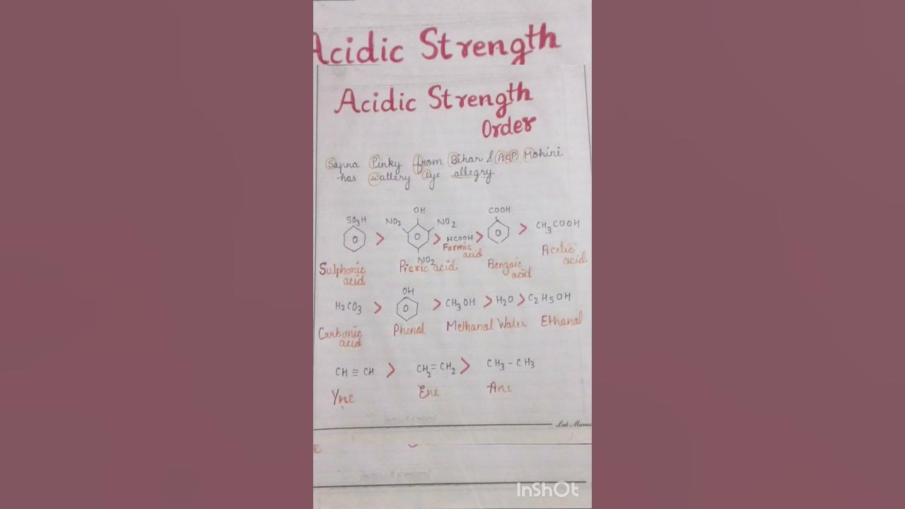 Acidic Strength order#jee #neet #bsc #msc #viral #shortsvideo #impossible #important - YouTube