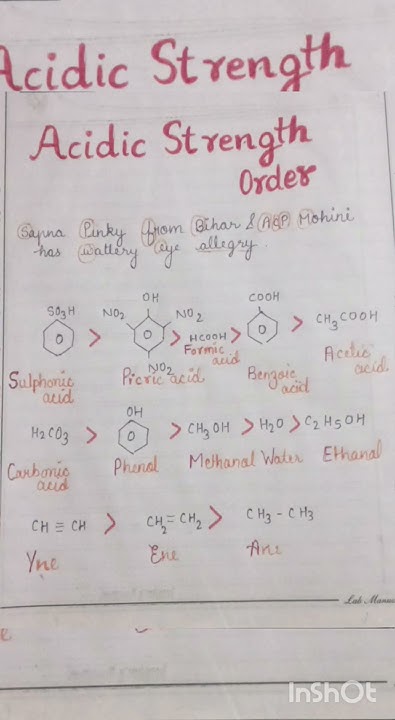 Acidic Strength order#jee #neet #bsc #msc #viral #shortsvideo #impossible #important - YouTube