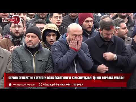 Depremde hayatını kaybeden Dilek öğretmen ve kızı gözyaşları içinde toprağa verildi