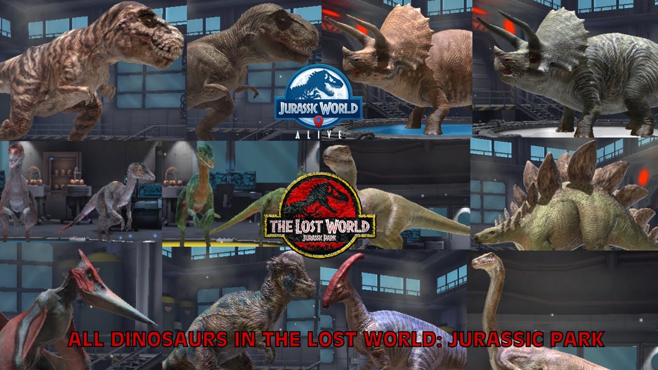 All Dinosaurs In The Lost World: Jurassic Park - Jurassic World Alive ...