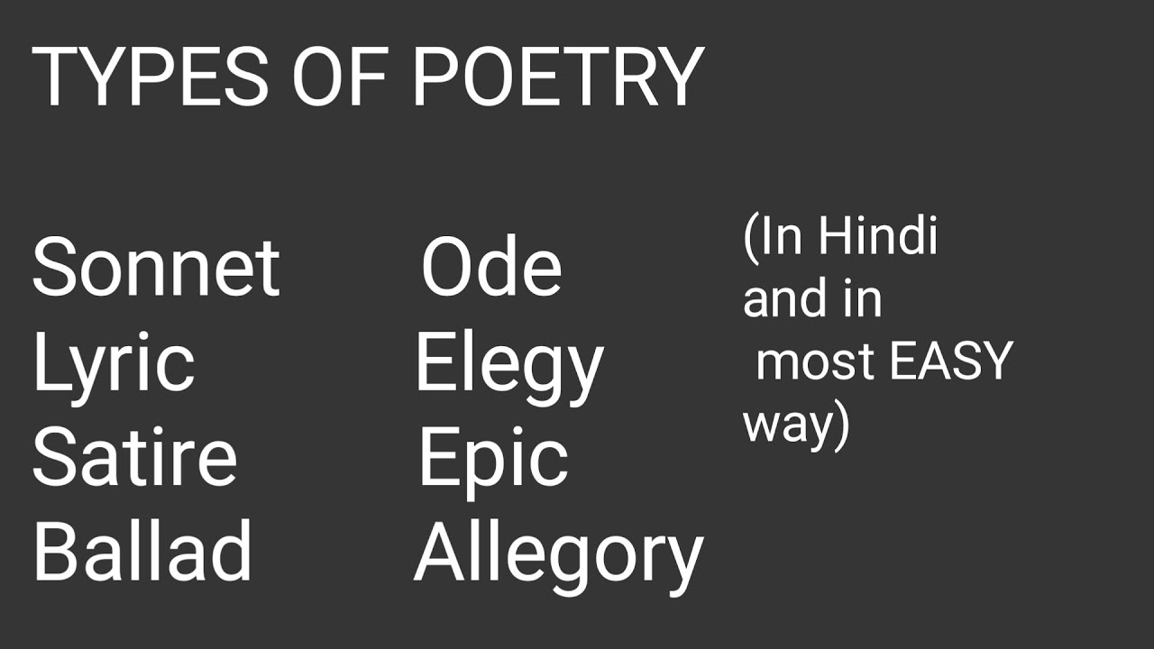Basic Types of Poetry || English Literature-Types of Poetry - YouTube