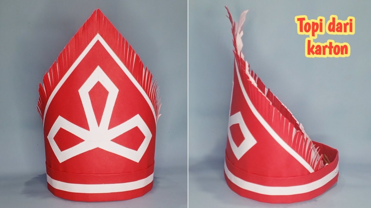 Cara membuat topi dari kertas karton - YouTube