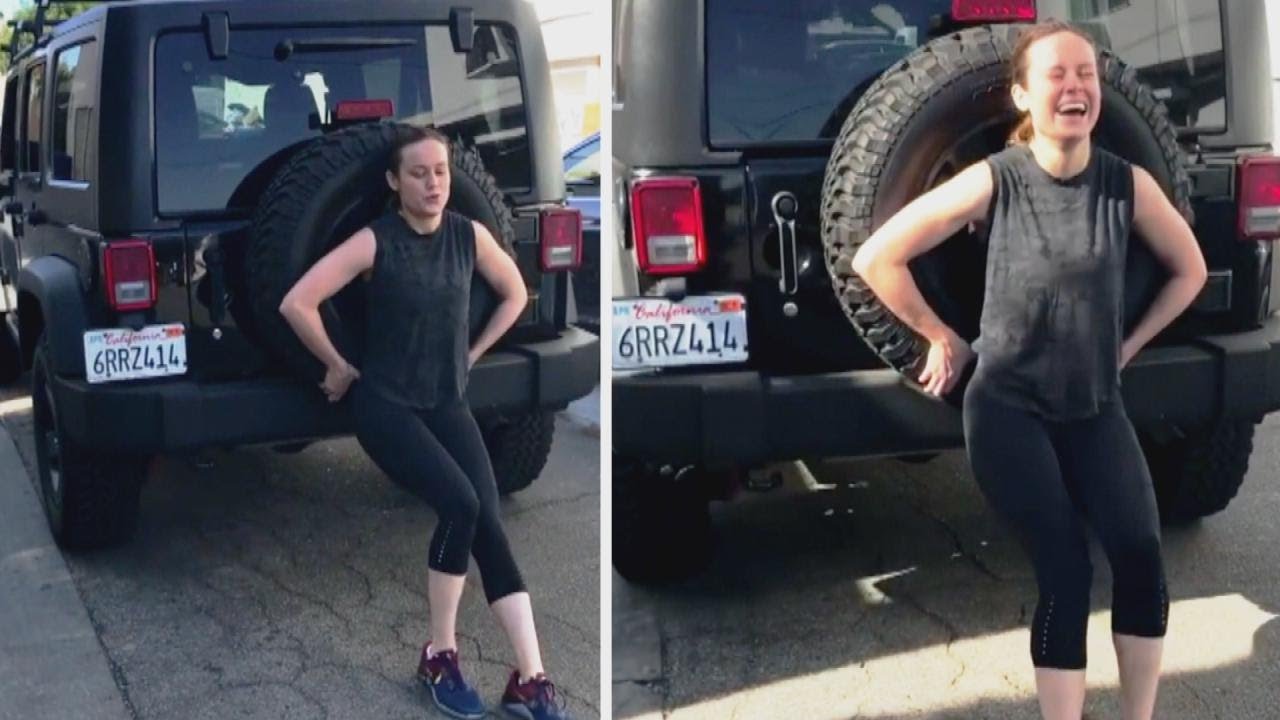 ‘Captain Marvel’ Star Brie Larson Pushes 5,000-Pound Jeep - YouTube