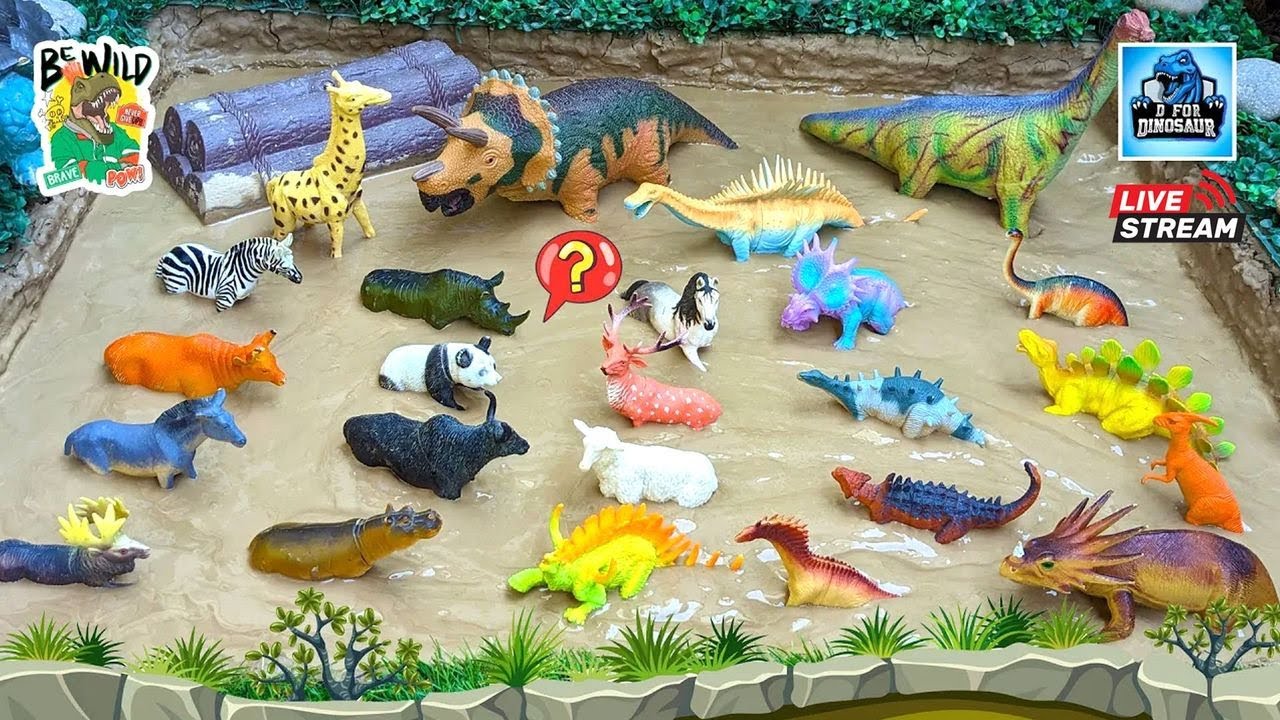Let's Learn Herbivore Animals with Herbivore Dinosaurs Stuck in Mud ...