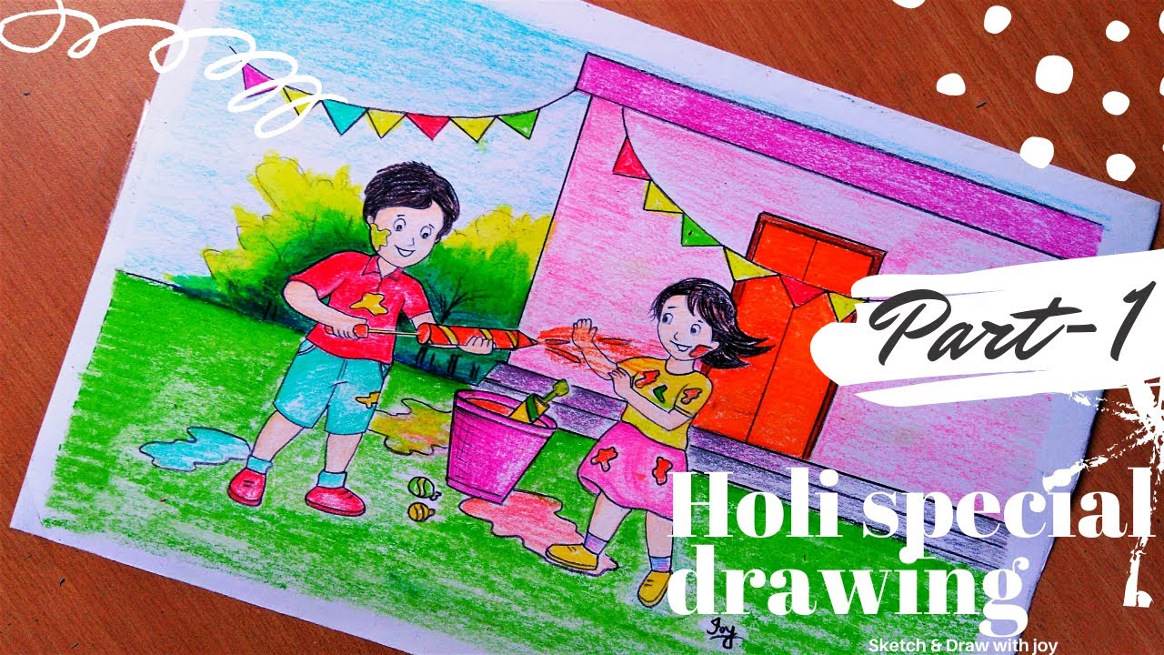 Holi Drawing|How To Draw Holi Festival Drawing|Holi Special Drawing ...