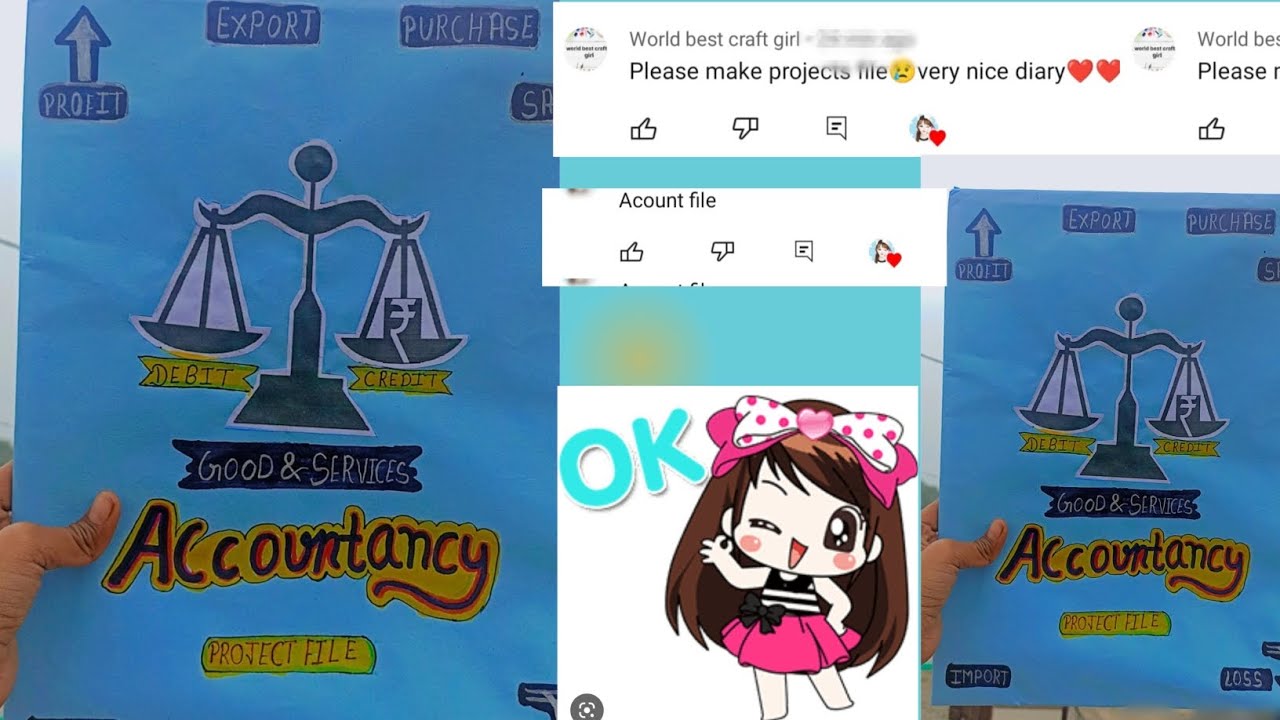 Accountancy project 📁file cover decorations🎀 Idea💡/ How to make cover ...