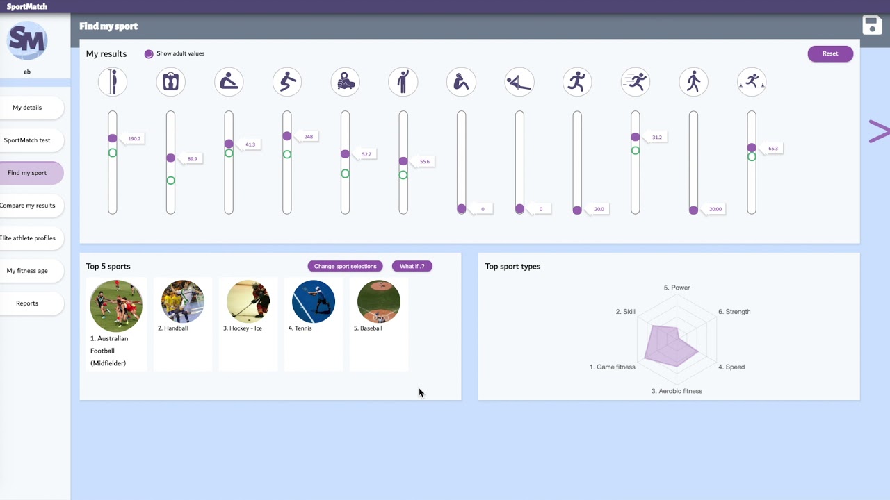 SportMatch Educational tool - User side - YouTube