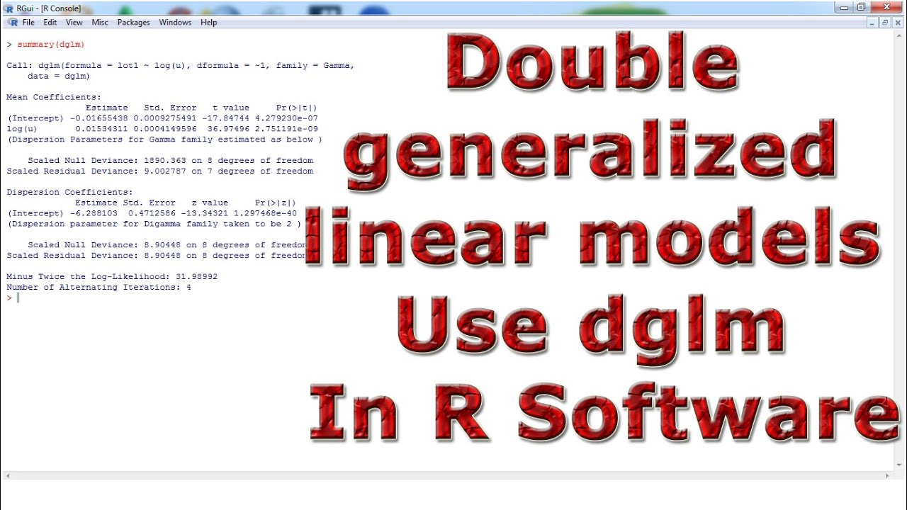 Double generalized linear models Use dglm With (In) R Software - YouTube