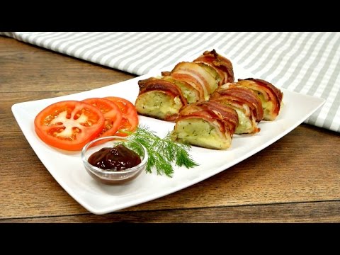 Sushi uten fisk - Baconsushi med ost og potet