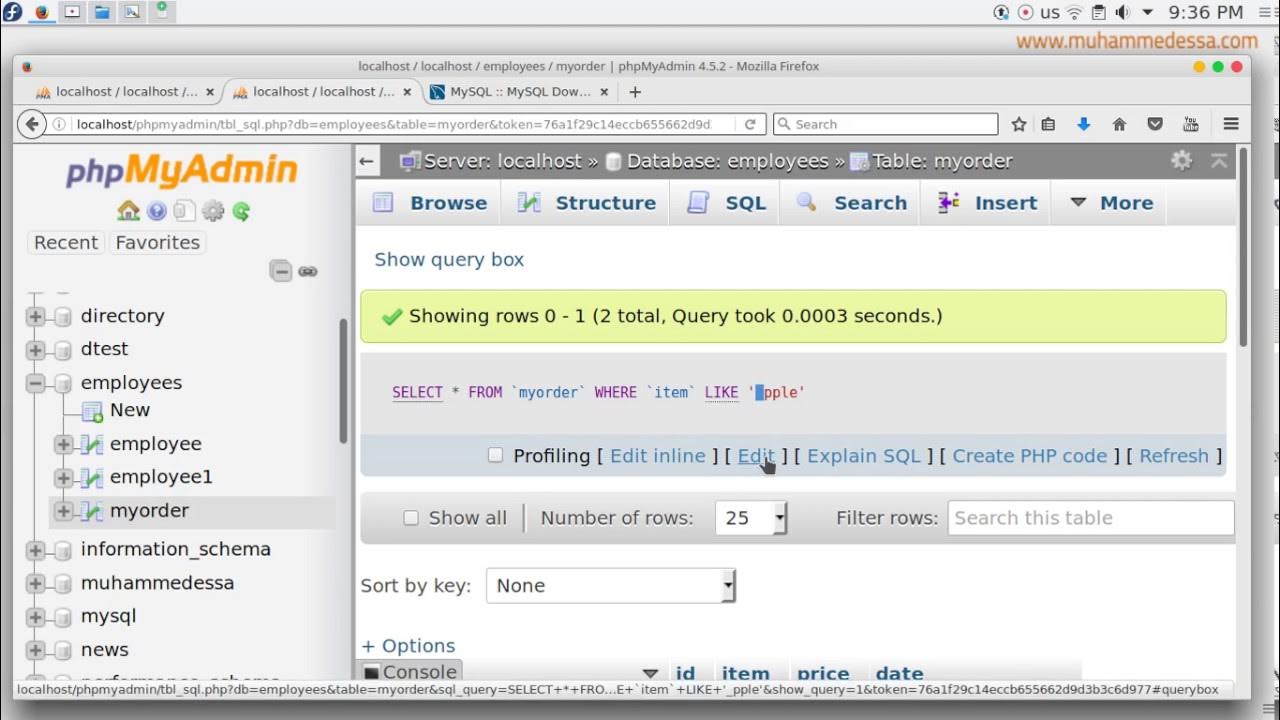 11 MySQL database server Wildcard & IN - YouTube