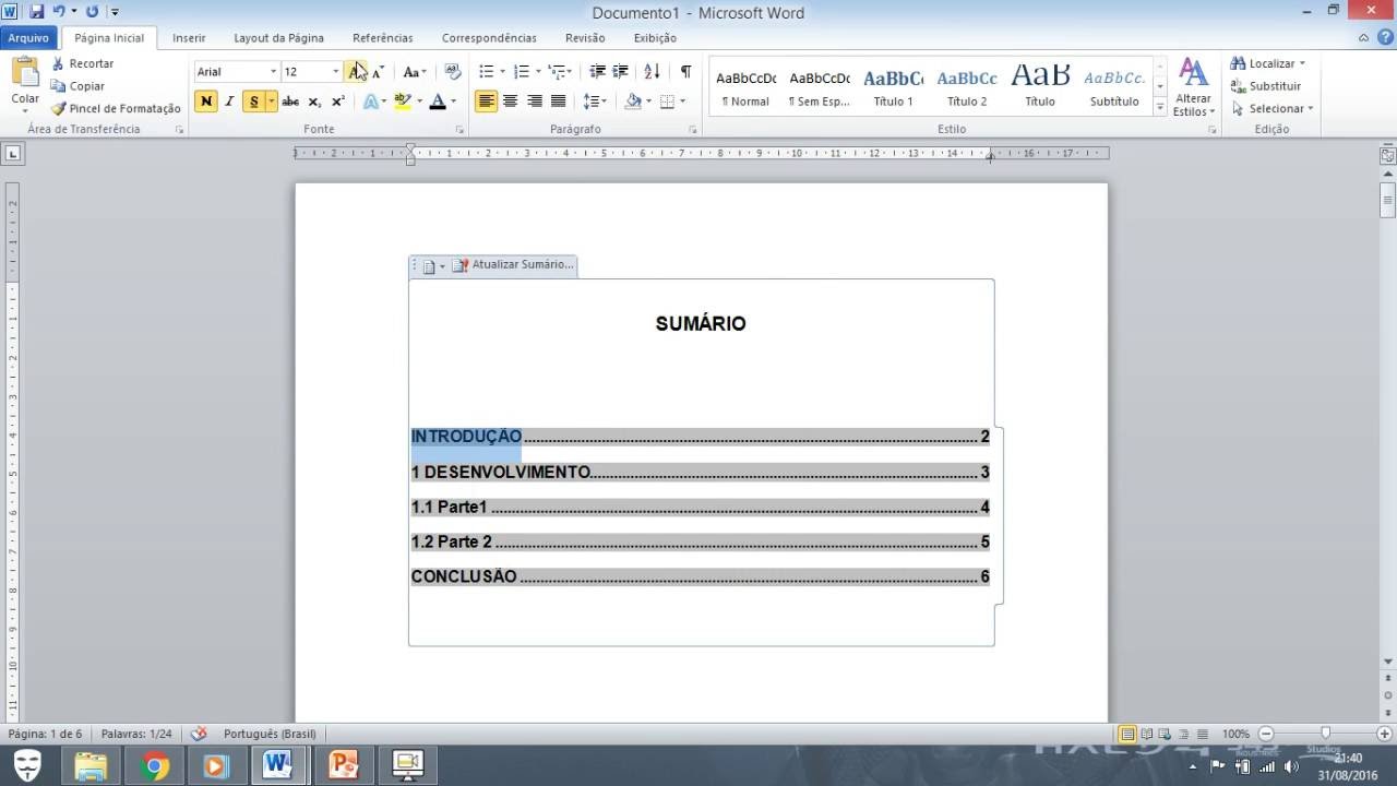 TUTORIAL | Como Fazer Sumário Automatico No Word - YouTube