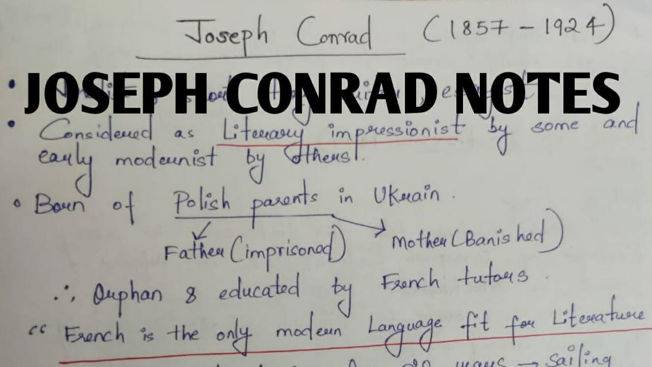 Joseph Conrad notes with trick to remember important works - YouTube
