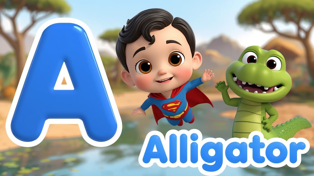 A B C A for Alligator 🐊 | Learn ABC Alphabets with Cute Cartoon Kids ...