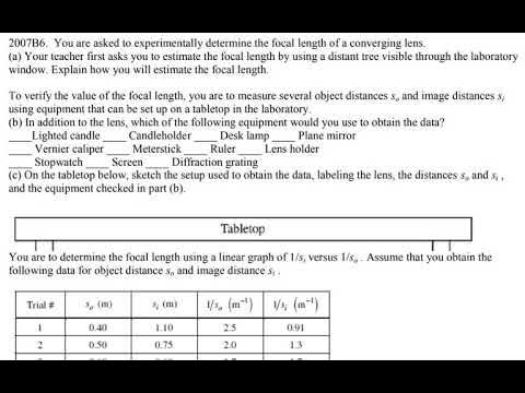 AP Physics 2 - AP Physics B - 2007 FRQ - Geometric Optics And Slope Of ...