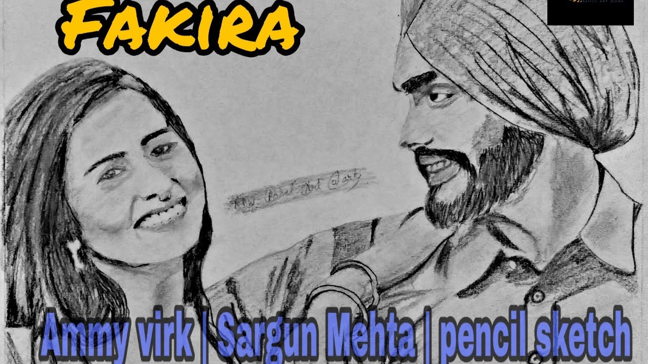 How to draw tha Sargun Mehta and Ammy Virk sketching (Step by step ...