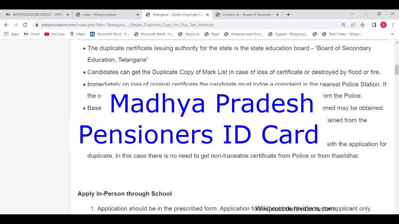 Madhya Pradesh - Get Pensioners Identity (ID) Card - YouTube