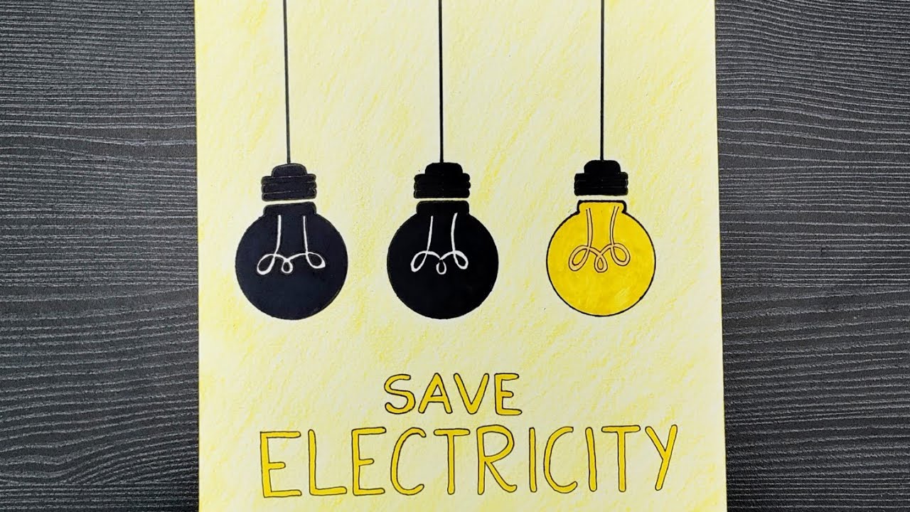 How To Save Electricity Poster Drawing // Save Energy Poster Drawing ...