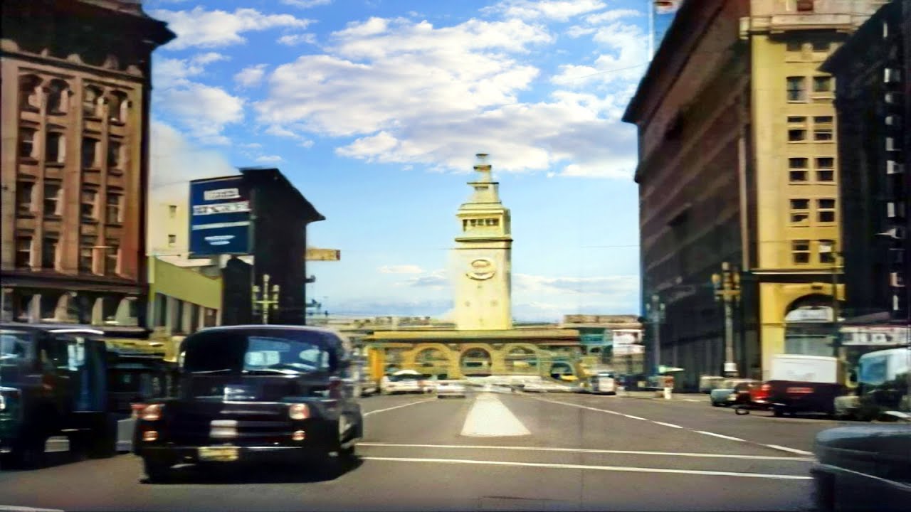 1950s - California Street Scenes in color [60fps, Remastered] w/sound ...