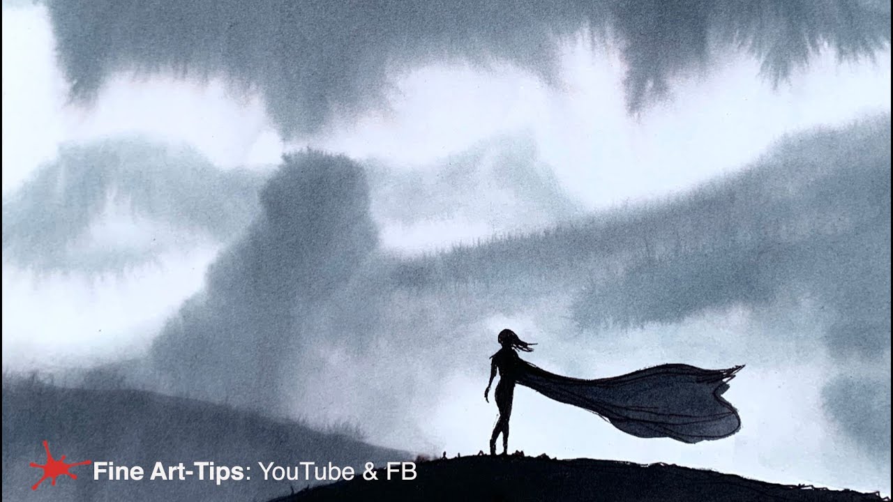 HOW TO PAINT A FANTASY LANDSCAPE, WITH INK - YouTube