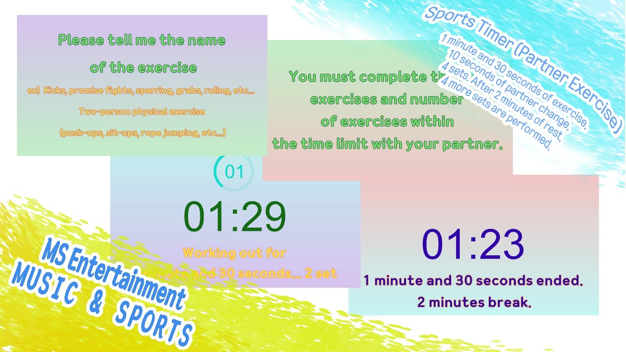 [MS Sports Timer] 1 minute and 30 seconds exercise with a partner, 8 ...