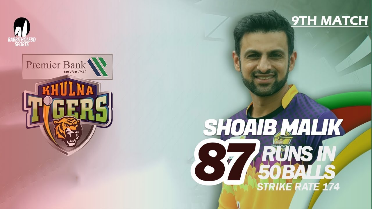 Shoaib Malik's 87 Run Against Khulna Tigers | 9th Match | Season 7 ...