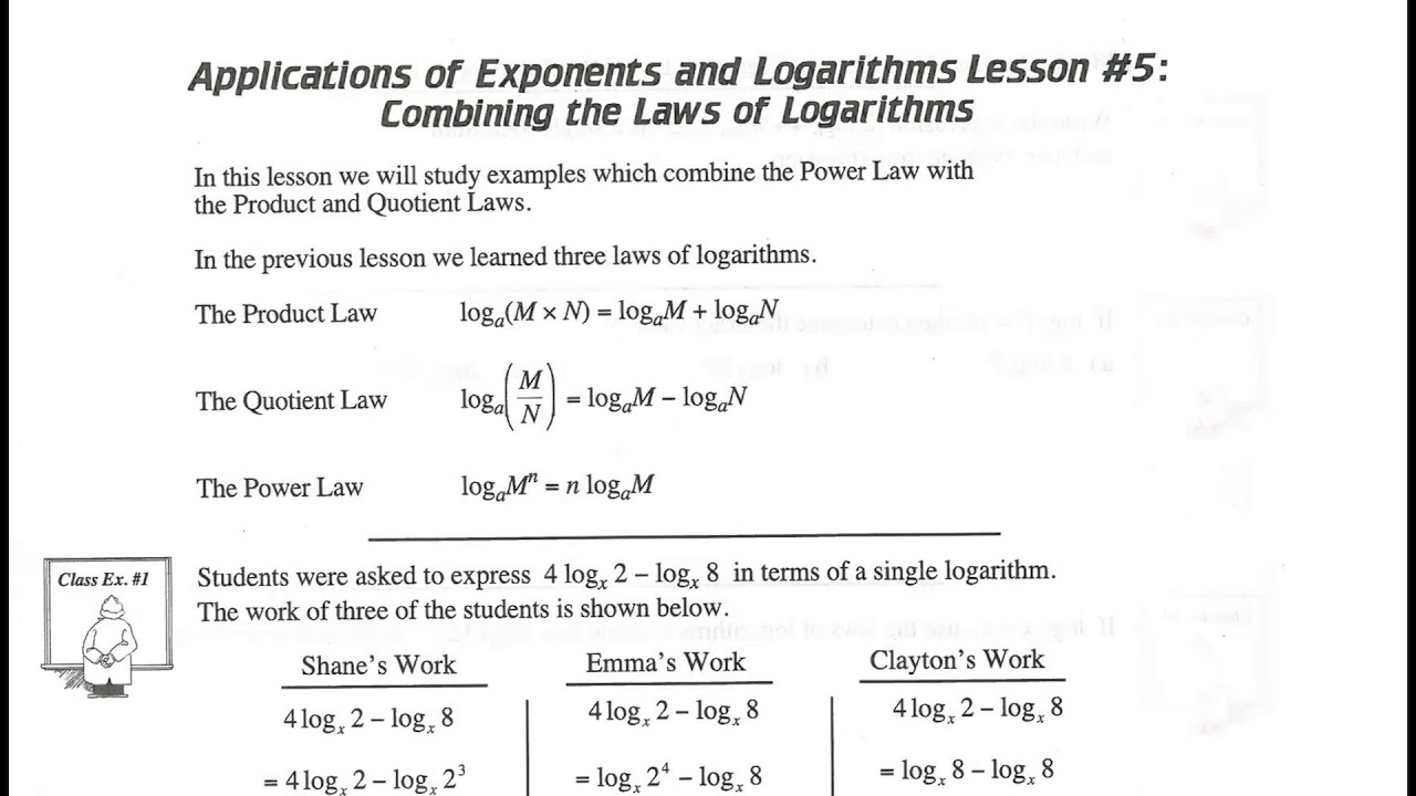 Lesson #5 Combining Laws of Logarithms - YouTube