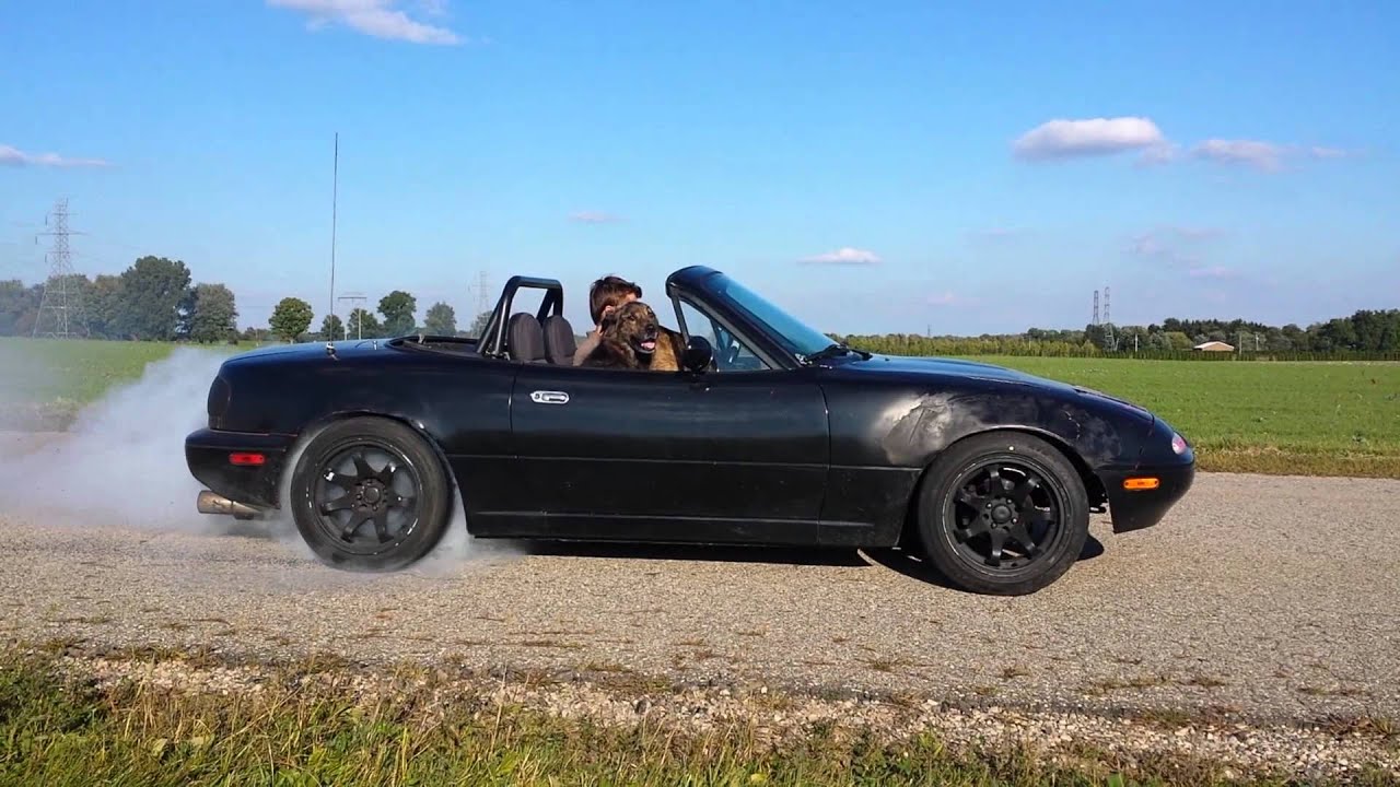 Miata burnout with scoob n bella - YouTube